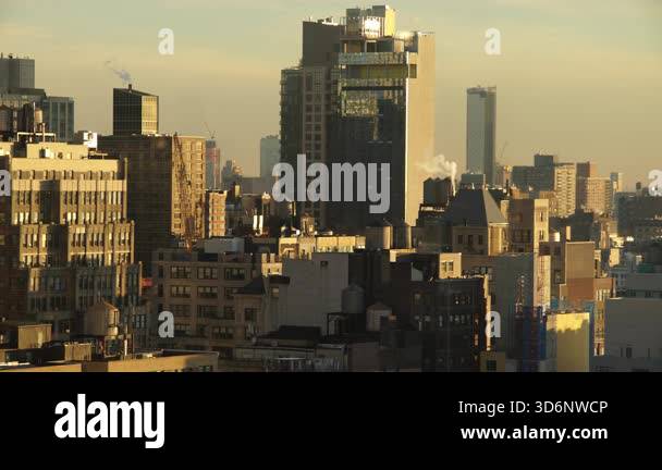 Manhattan NYC skyline golden hour Stock Video Footage - Alamy