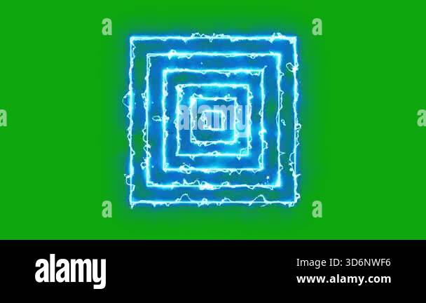 Square shapes pattern with lightning energy sparks effect on green ...