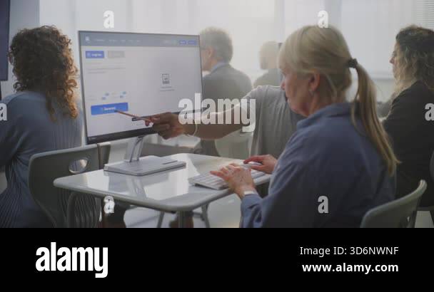 Senior Learner Studies AI Design With Young Mentor. Woman Explores AI Image Generation Under ...