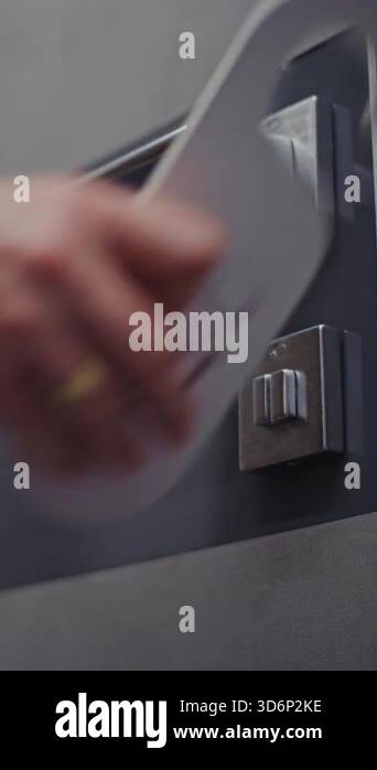 Close Up Sign Do Not Disturb and Door Hardware. Woman Enters Hotel Room ...