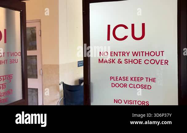 healthcare facility icu door with hygiene and entry rules Stock Video ...