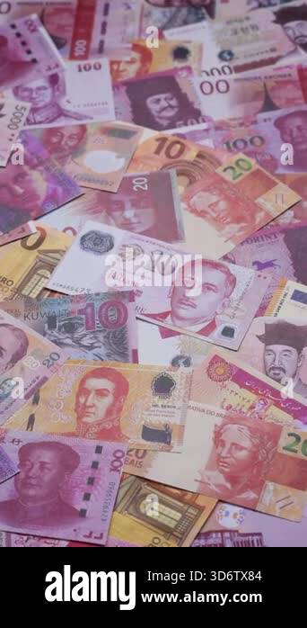 Money background, currency exchange, paper banknotes from different ...