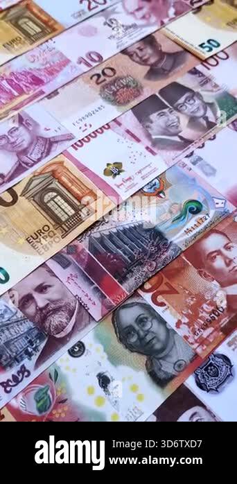 Money background, currency exchange, paper banknotes from different ...