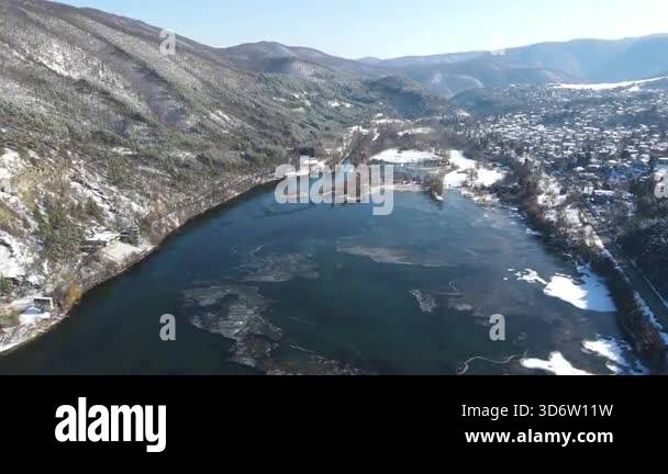 Aerial winter view of Pancharevo lake, Sofia city Region, Bulgaria Stock Video Footage - Alamy