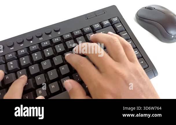Close-up view of fingers pressing the Enter key on a modern computer ...