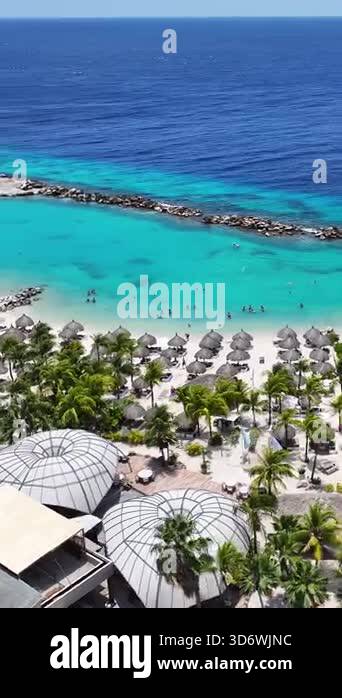 Caribbean Beach At Willemstad In Netherlands Curacao. Idyllic Beach ...