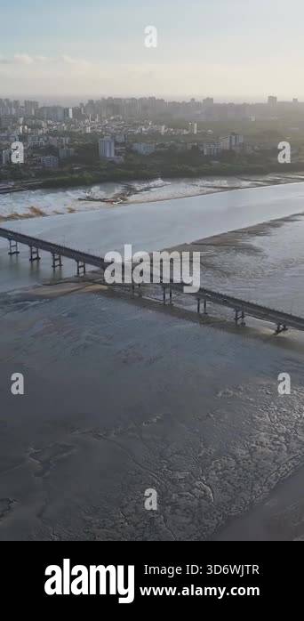 Sunrise In Sao Luis Skyline At Sao Luis In Maranhao Brazil. Jose Sarney Bridge. Mangrove Skyline ...