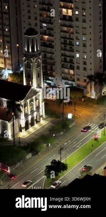 Curitiba Skyline At Curitiba In Parana Brazil. Traffic Avenue. Downtown ...