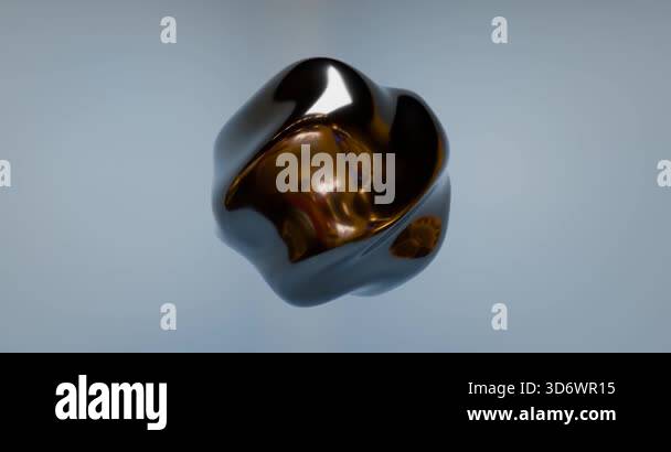 looping animation of Abstract metallic object with smooth, reflective ...