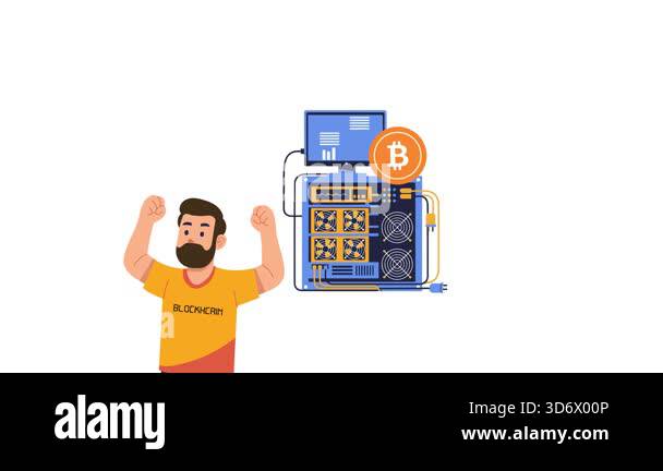 Happy Person Mining Bitcoin Animation Stock Video Footage - Alamy