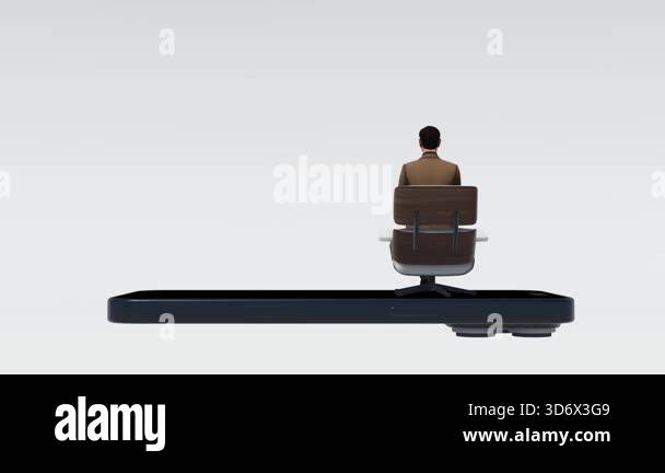 Animation Illustration of CEO on Moving Chair Smartphone Chair Stock ...