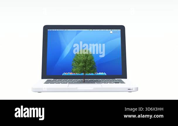 Animation of Tree Growing on Laptop Keyboard Stock Video Footage - Alamy
