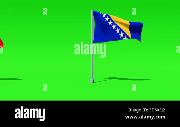 Bosnia Flag Waving Green Screen Stock Video Footage - Alamy