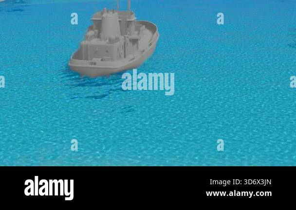 Tug Boat Animation on Blue ocean Stock Video Footage - Alamy