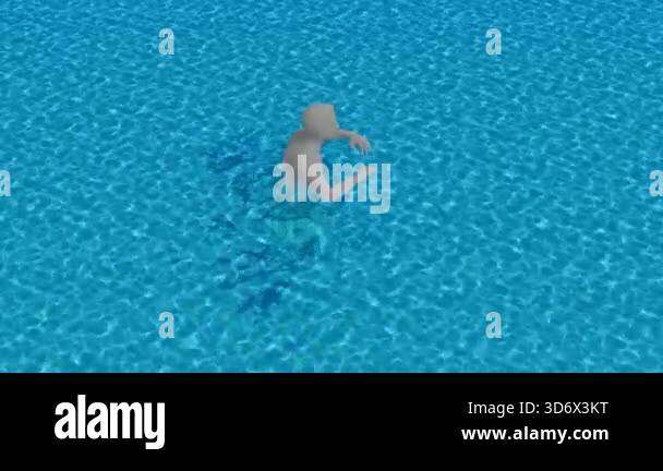 Man Swimming with Blue Water Animation Stock Video Footage - Alamy