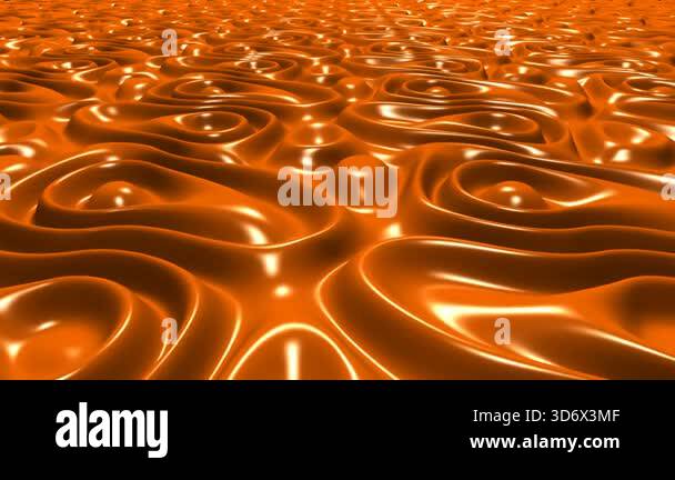 Orange Plasma Waves Spreading Fluidly with Metallic Reflections and ...