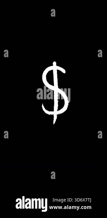 animation of White dollar sign on a black background. Suitable for ...