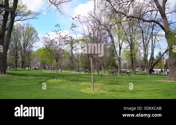 View of Tasmajdan Park in the city of Belgrade Serbia Stock Video ...