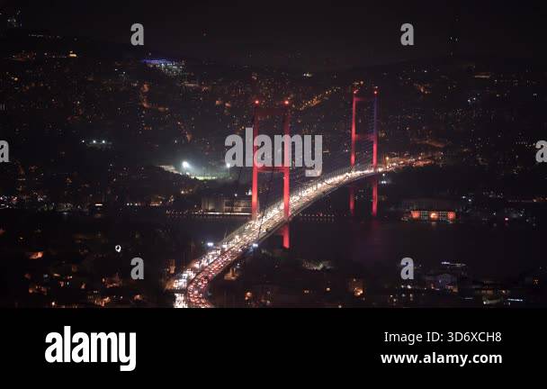 Istanbul Bosphorus Bridge view at night Stock Video Footage - Alamy