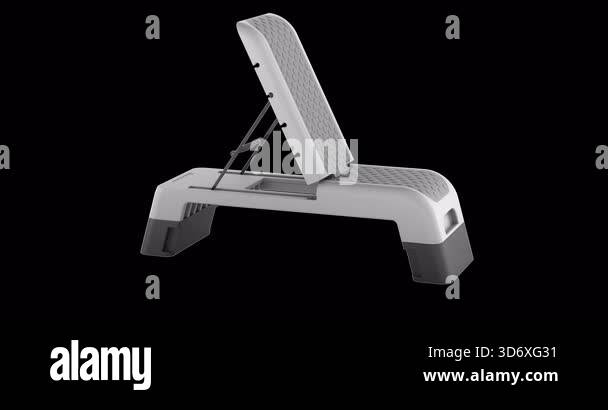 Adjustable workout bench, fitness step platform rotation animation ...