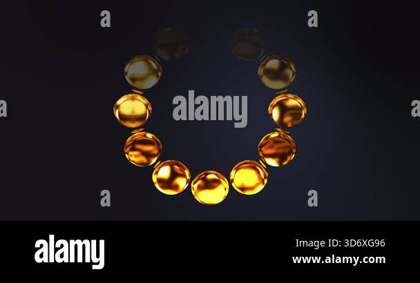 Unique GOLD circular eliptical loader animation on black 4K. Metallic ...