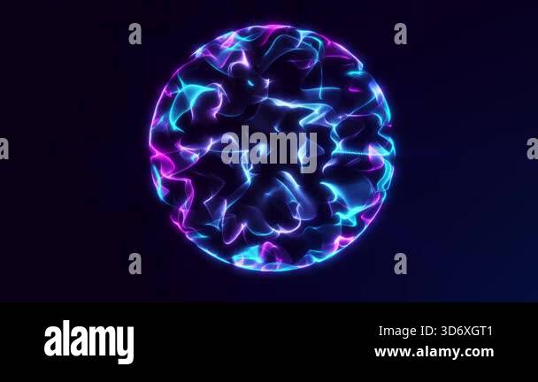 Futuristic glowing sphere with blue and purple fractal energy flow ...