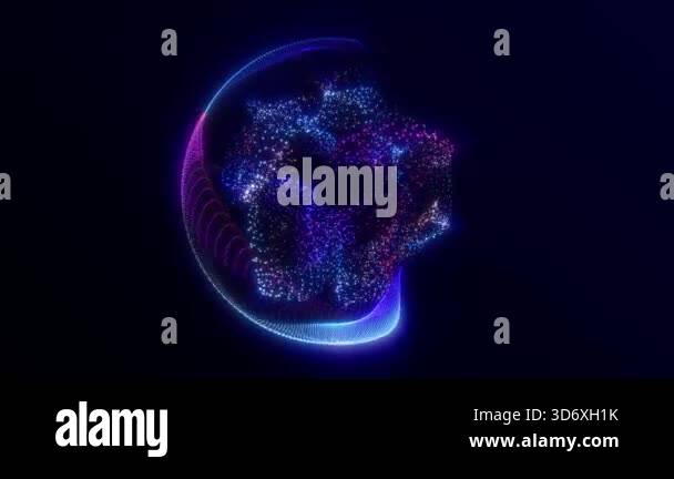 Looping plasma orb animation made of sparkling neon particles forming ...