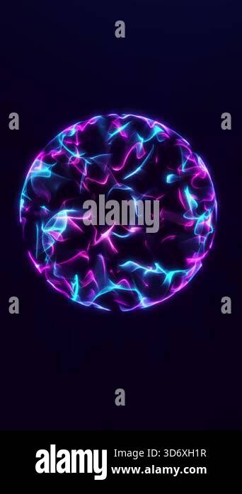 Vertical glowing orb with purple, blue, and pink technology light flow ...