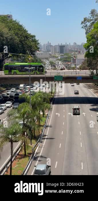 Highway traffic in the center of Sao Paulo. Liberdade, Sao Paulo ...