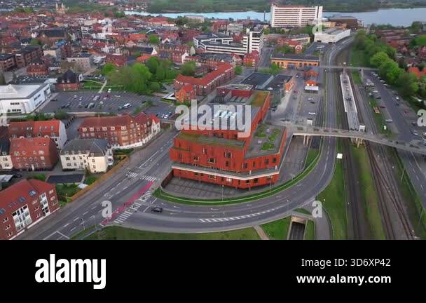Summer panorama of Viborg, Midtjylland, Denmark. Aerial skyline view of ...