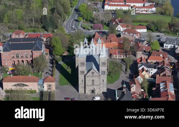 Summer panorama of Viborg, Midtjylland, Denmark. Aerial skyline view of ...