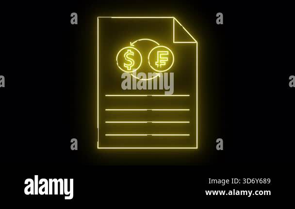 A neon yellow design of a money exchange document with US dollar and ...