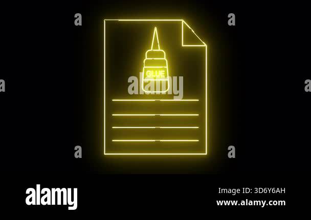 A yellow neon drawing of glue on a paper with lines Stock Video Footage ...