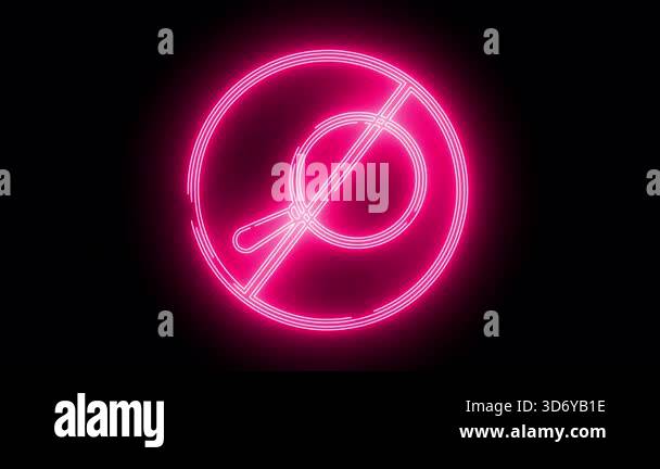Pink neon sign of a circle with a line through it and a bobby pin Stock ...