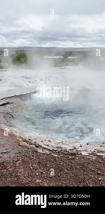 Geothermal springs, volcanic terrain and hot springs view, northern ...