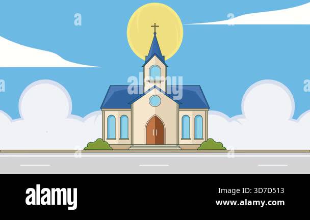 church building landscaped cartoon animation backgrounds video ...