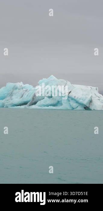 Iceland, ocean landscape, view of glacier drifting in the open water ...