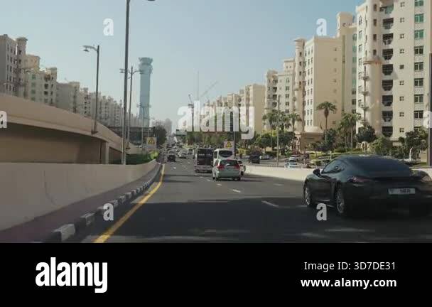Busy Multi-Lane Road in a Modern City with Apartment Buildings Stock ...