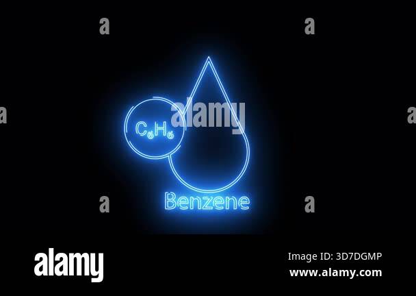 Benzene A blue neon image featuring a chemical formula a teardrop and ...
