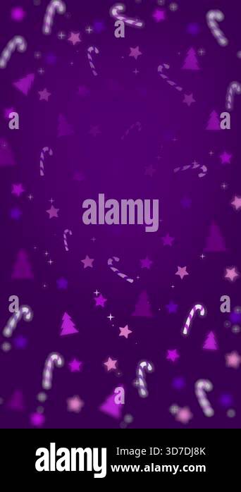 Pink and purple trees, candy canes, and stars arranged in circular ...