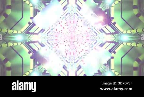 Seamless tunnel video loop screensaver with vibrant lights and ...