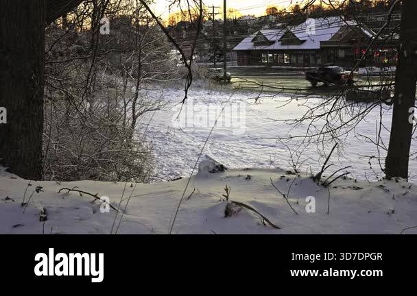 NORWALK, CT, USA - JANUARY 20, 2025: Winter landscape captures ...