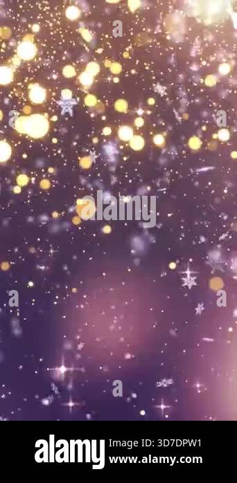 glittering golden particles with snow falling animation, glistering ...