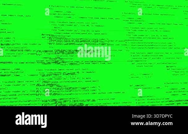 computer coding animation moving on green screen (chroma key ...