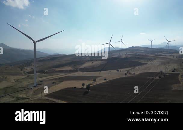 Wind turbines landscape. High quality 4k footage Stock Video Footage ...
