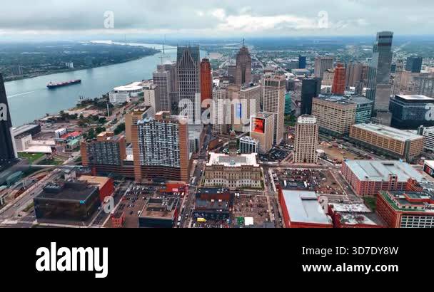 Detroit, USA, 28 July 2025: Lots of cars parked in the downtown of ...