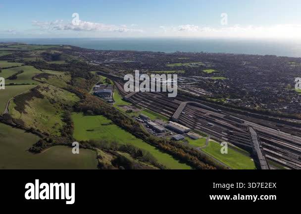 The Eurotunnel Channel Tunnel terminal and loading terrain in ...