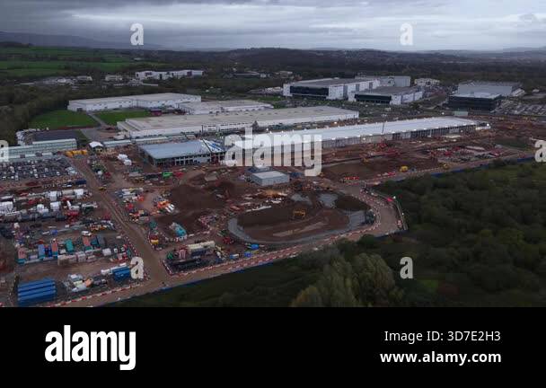erial drone video of the hyperscale Cardiff data center expansion at ...
