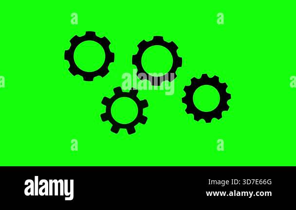 Rotating Gear Icons on Green Screen Background Stock Video Footage - Alamy