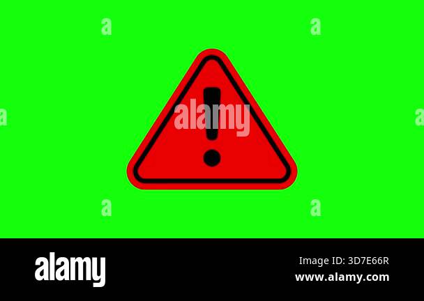 Warning Triangle Icon Animation on Green Screen Stock Video Footage - Alamy